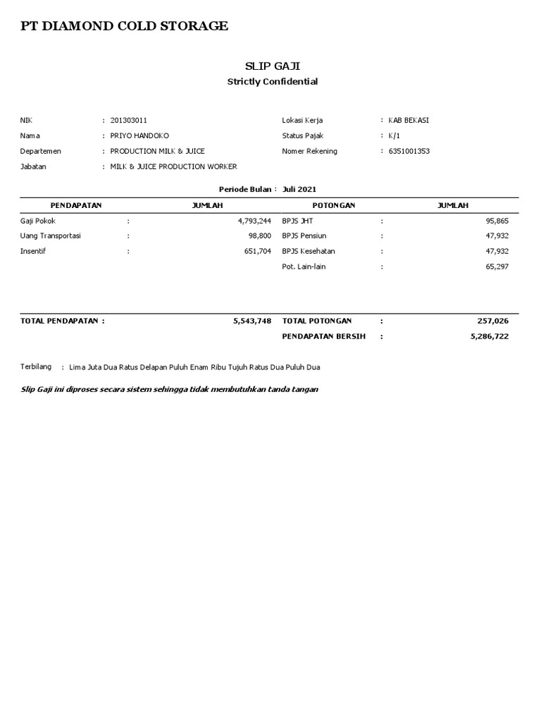 Payment Slip2021 07 31 | PDF