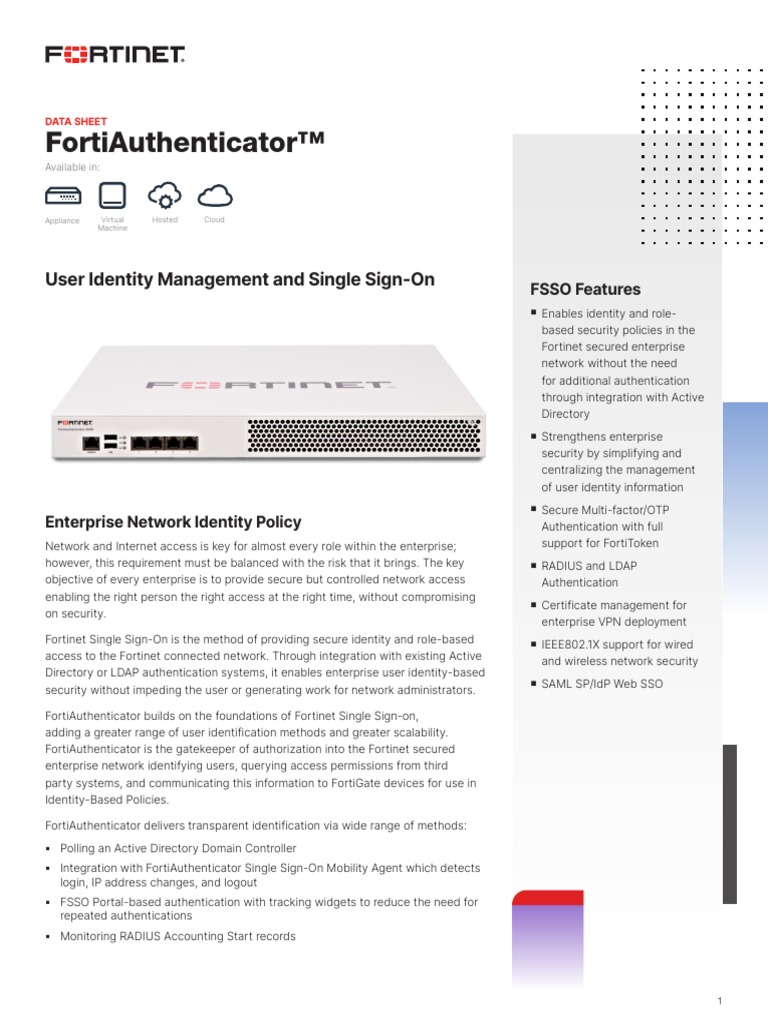 Fortiauthenticator™: User Identity Management and Single Sign-On | PDF ...