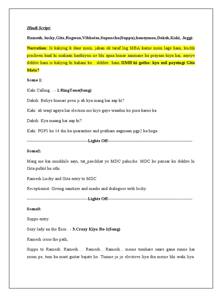 DramaNights Modern Ramayana Hindi Script | PDF