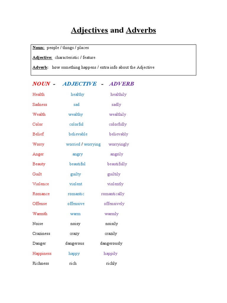 4th Grade A - Adjectives and Adverbs | PDF | Adverb | Adjective