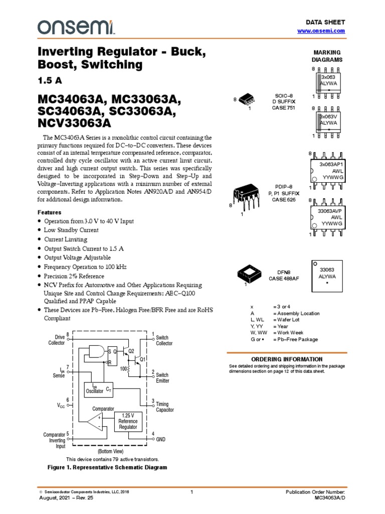Inverting Regulator - Buck, Boost, Switching MC34063A, MC33063A, SC34063A, SC33063A, NCV33063A ...