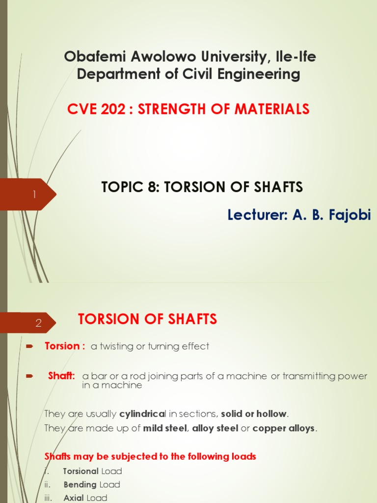 CVE 202-Torsion of Shafts | PDF | Stiffness | Torque