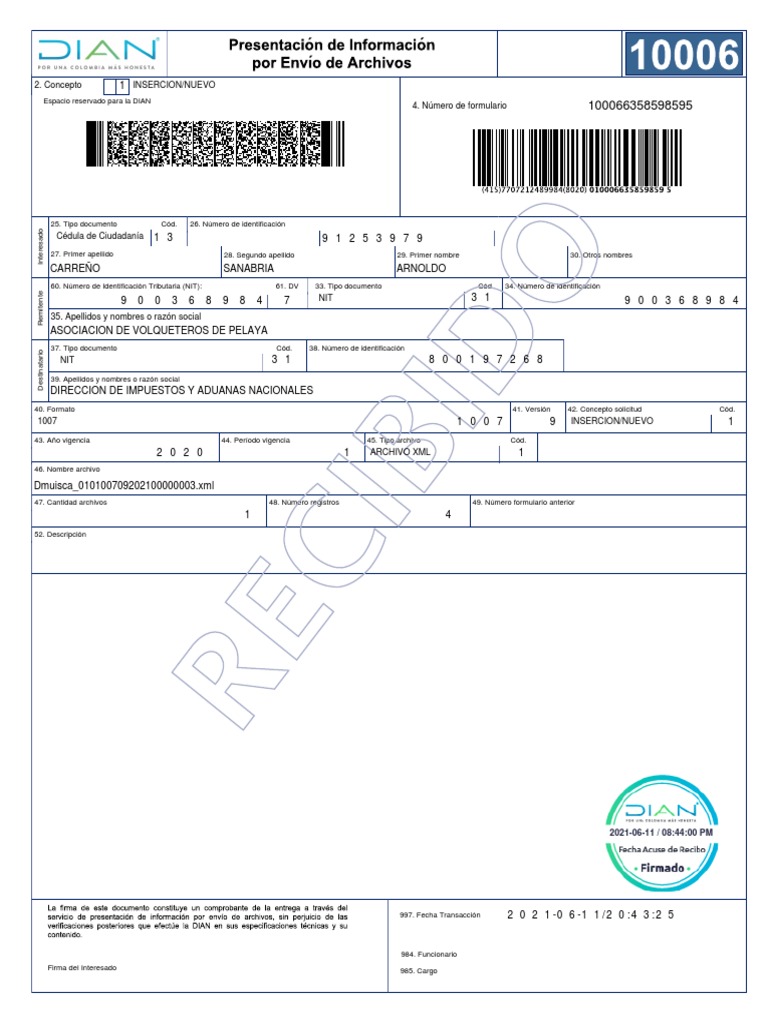 Formato 1007 Ingresos Recibidos | PDF