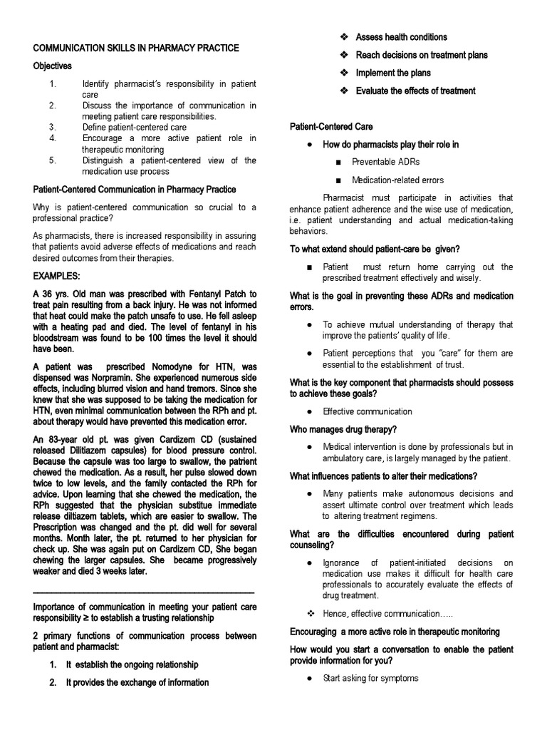 Communication Skills in Pharmacy Practice | PDF | Communication ...