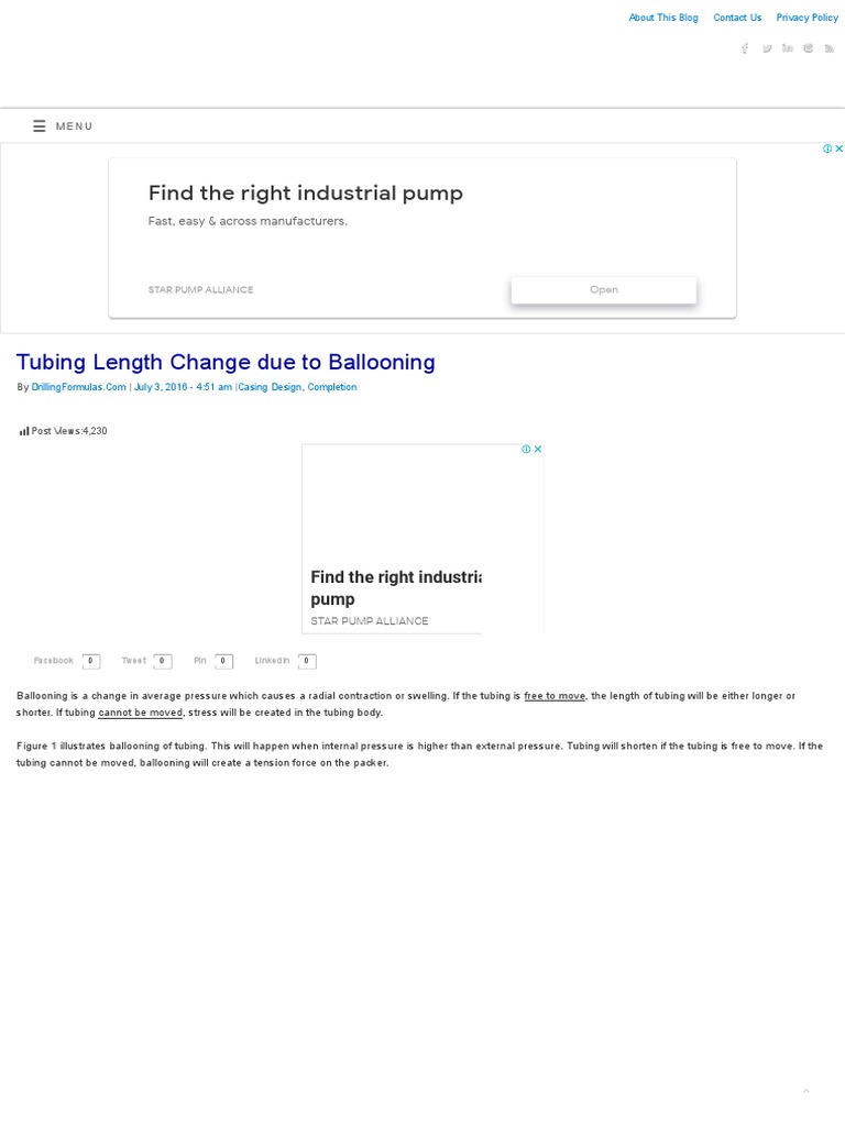 Tubing Length Change from Ballooning | PDF | Pipe (Fluid Conveyance ...