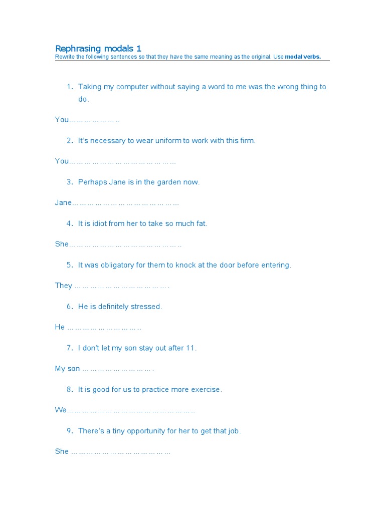 Rephrasing Modals 1 | PDF