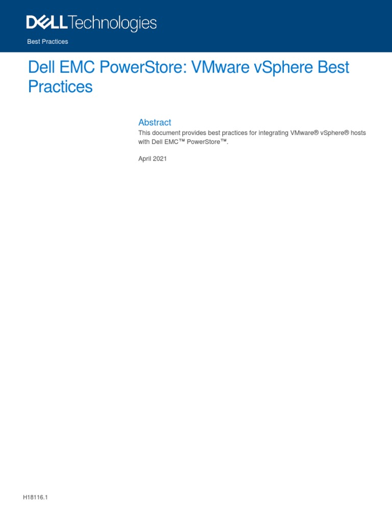 Dell Emc Powerstore: Vmware Vsphere Best Practices | PDF | V Mware ...