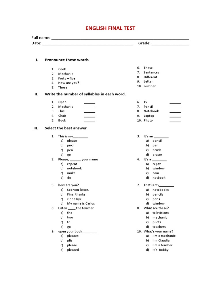 English Final Test 1 | PDF | Human Communication | Linguistics