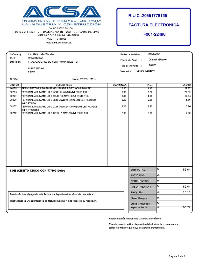 (Acsa) f001-22496 Torres Ruiz Miguel | PDF | Pagos | Tecnología financiera