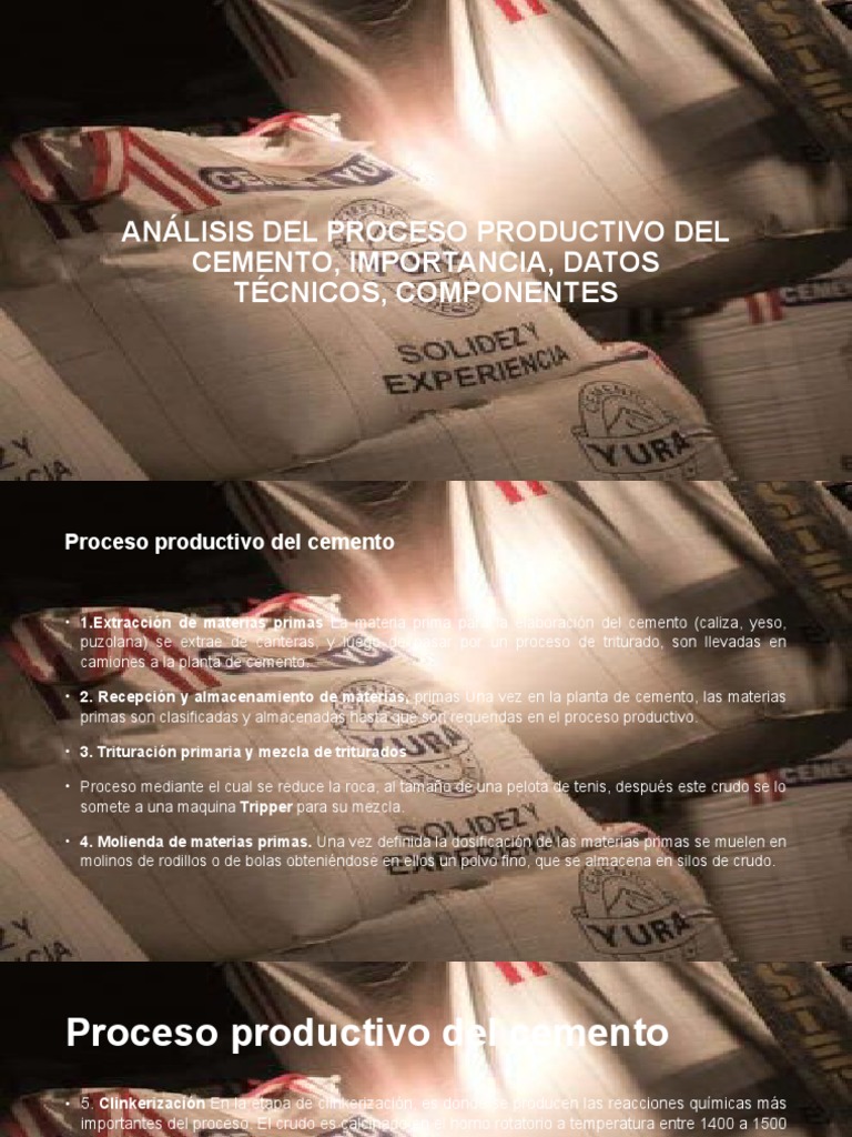 Análisis Del Proceso Productivo Del Cemento, Importancia | PDF | Cemento | Sustancias químicas