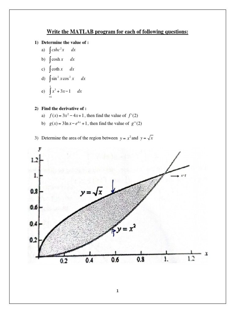 Write The Matlab Program For Each Of Following Questions Download