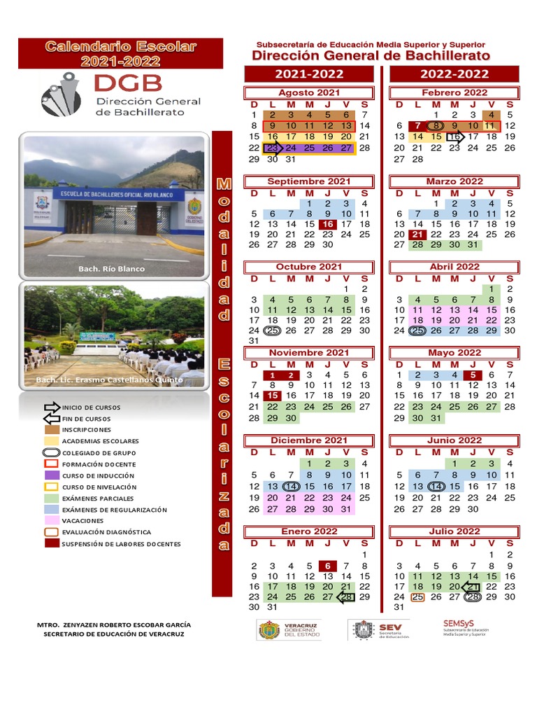 DGB - Calendario Modalidad Escolarizada 2021-2022 | PDF