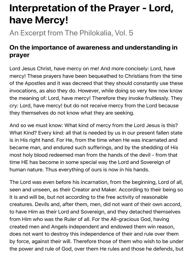 Interpretation of The Prayer - Lord, Have Mercy! | PDF | Mercy | Devil