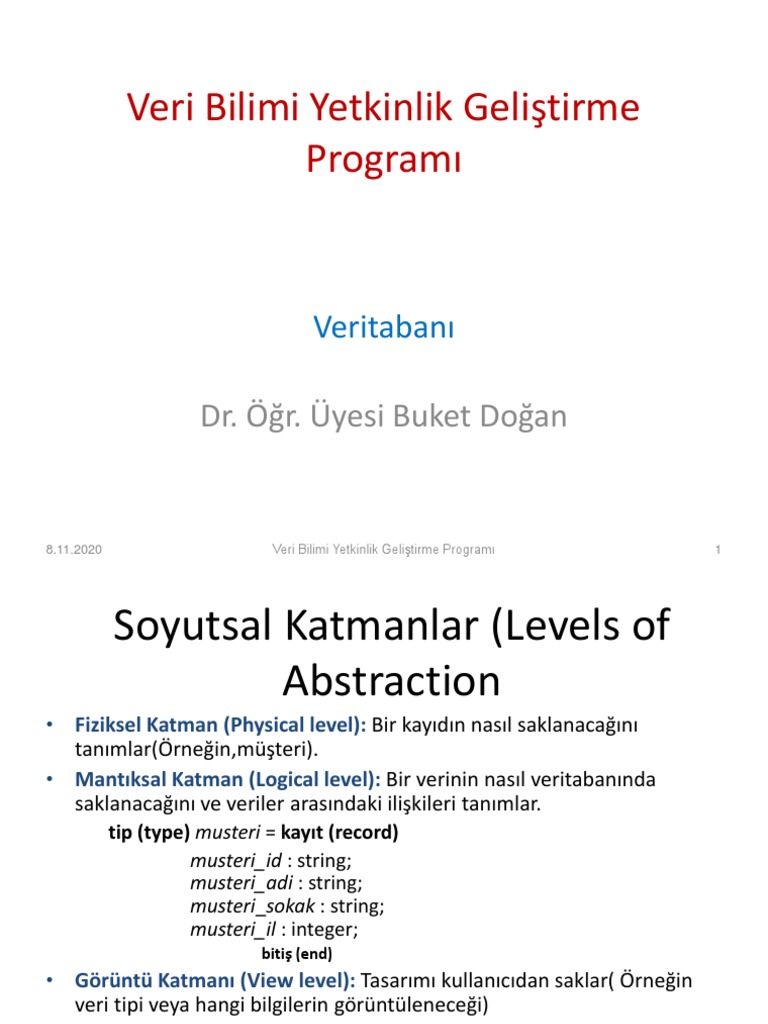 Veri Bilimi Yetkinlik Gelistirme Programi BD Veritabani | PDF