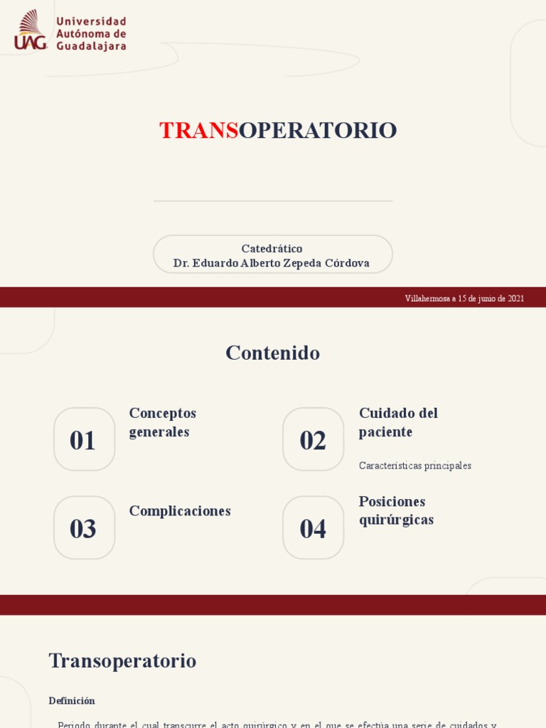 Complicaciones en el Transoperatorio Quirúrgico | PDF | Cirugía | Anestesia
