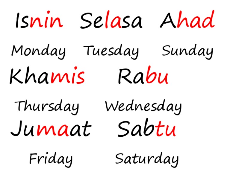Hari-Hari Dalam Seminggu | PDF