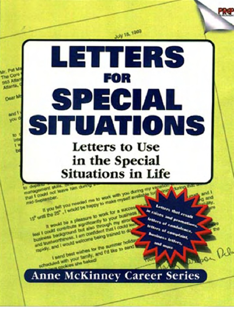 Letters For Special Situations Letters To Use in The Special Situations ...