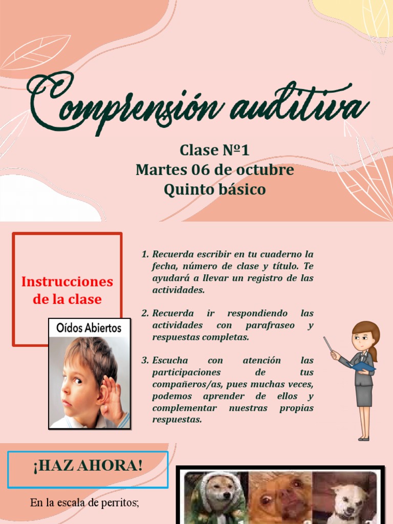 Clase de Comprensión Auditiva en Quinto Básico | PDF | Cognición