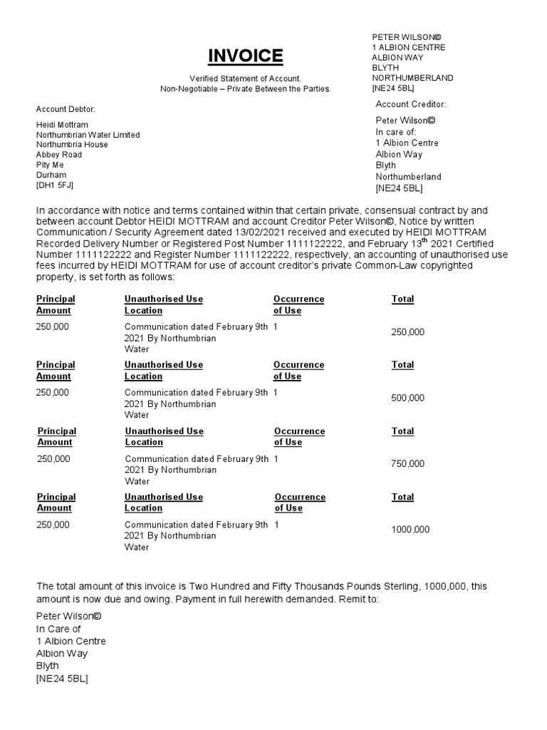 UCC Copyright Infringement Invoice | PDF | Common Law | Private Law