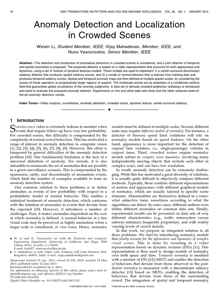 Anomaly Detection and Localization | PDF | Statistics