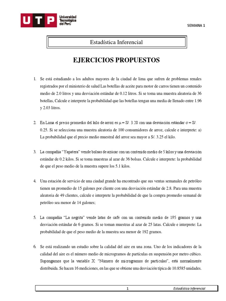 S01.s2 - Resolver Ejercicios | PDF | Media | Desviación Estándar