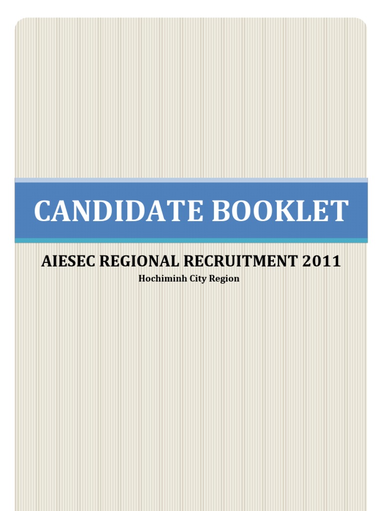 Candidate Booklet: Aiesec Regional Recruitment 2011 | PDF | Competence ...