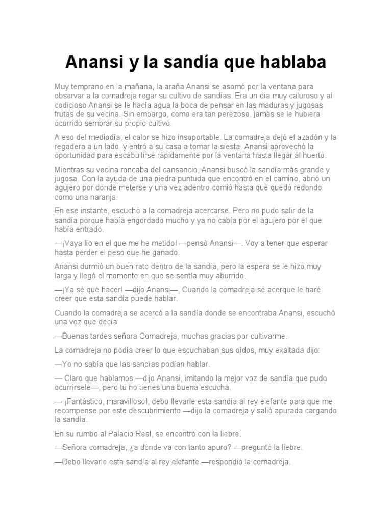 Anansi y La Sandía Que Hablaba | PDF