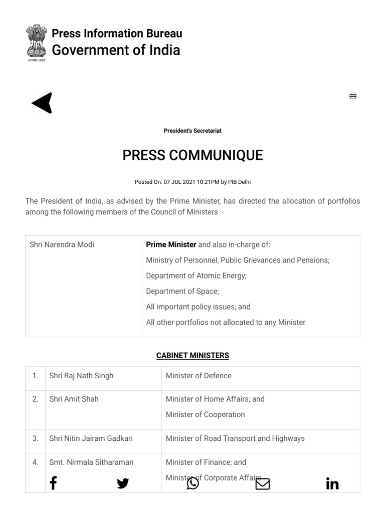 Press Information Bureau | PDF | Government | Government Of India
