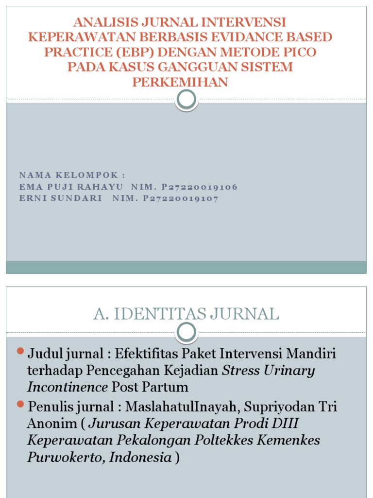 Analisis Jurnal Ebp Sistem Perkemihan | PDF