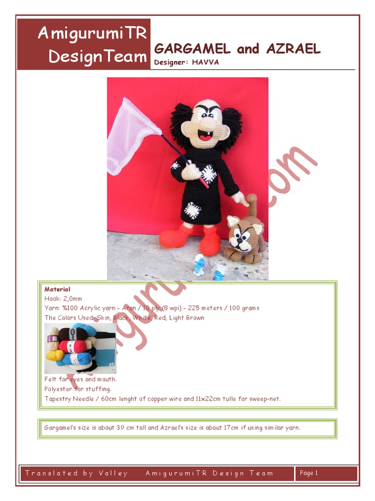 Amigurumitr Designteam: Gargamel and Azrael | PDF | Crochet | Textile Arts