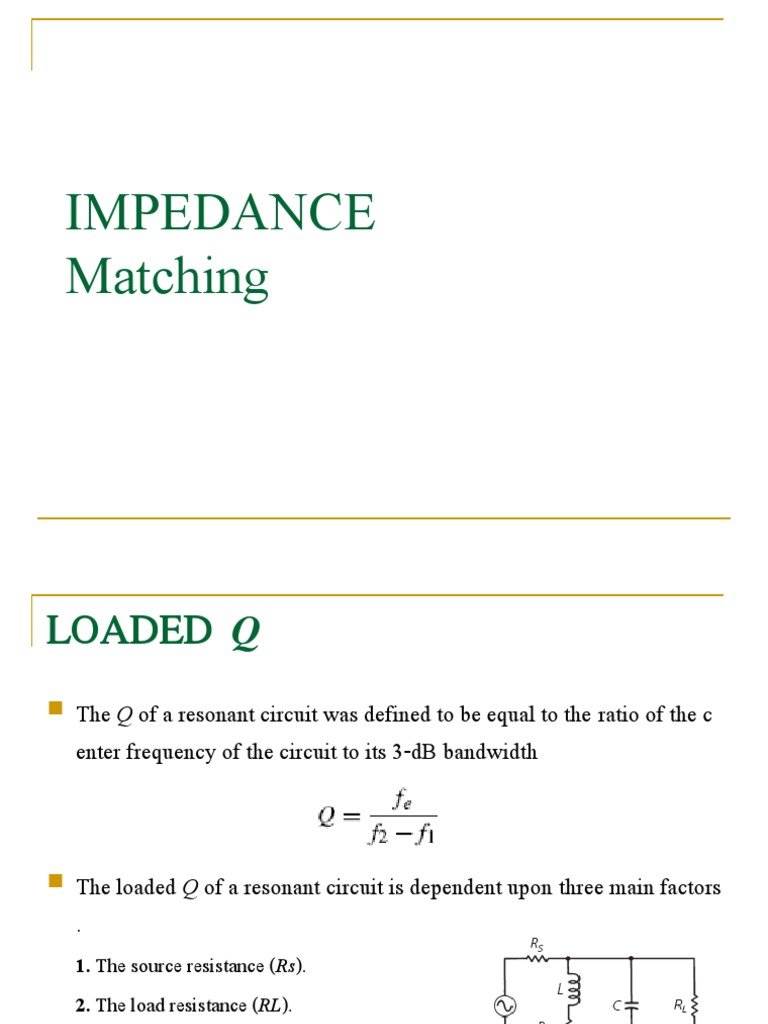 Impedance Matching Techniques in RF Networks | PDF | Electrical ...
