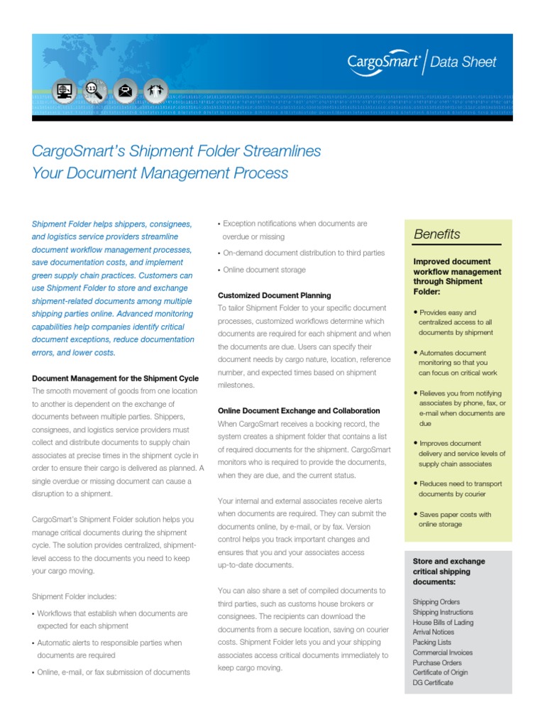 CargoSmart Shipment Folder ENG | PDF | Cargo | Economies