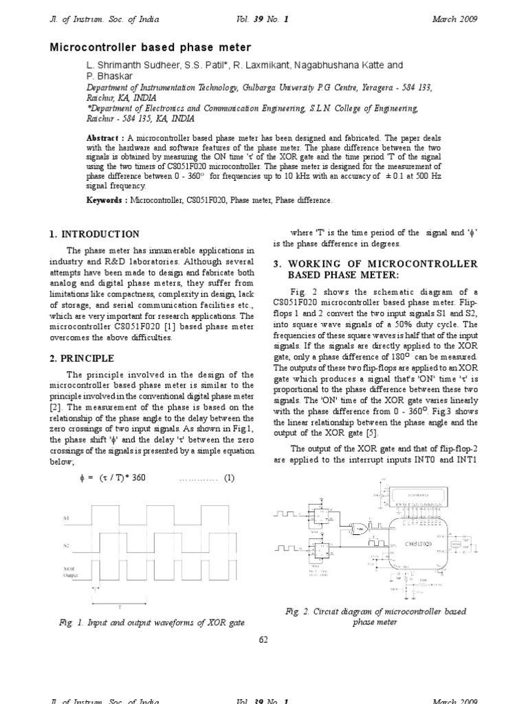 Microcontroller Based Phase Meter: L. Shrimanth Sudheer, S.S. Patil, R ...