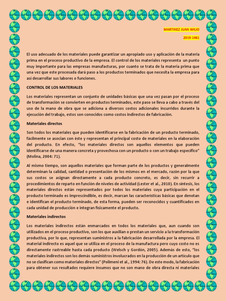 Control y clasificación de materiales directos e indirectos | PDF | Costo | Business