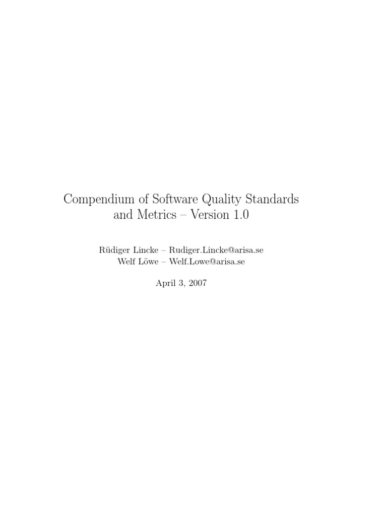 Quality Metrics Compendium | PDF | Software Quality | Usability