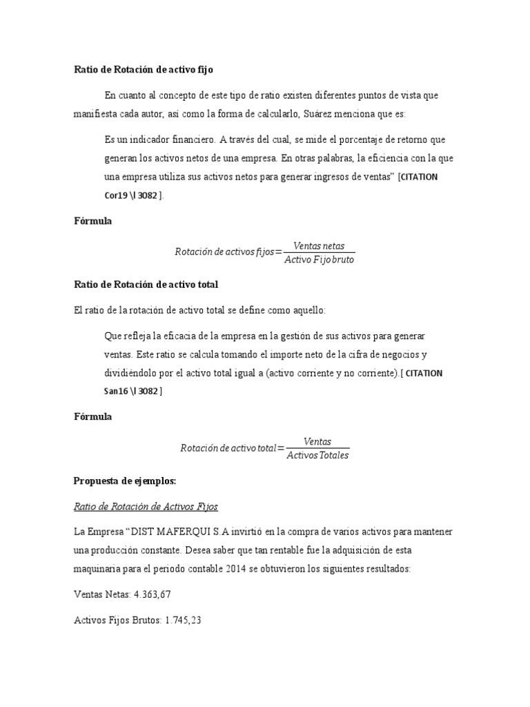 Ratio de Rotación de ACTIVOS | PDF