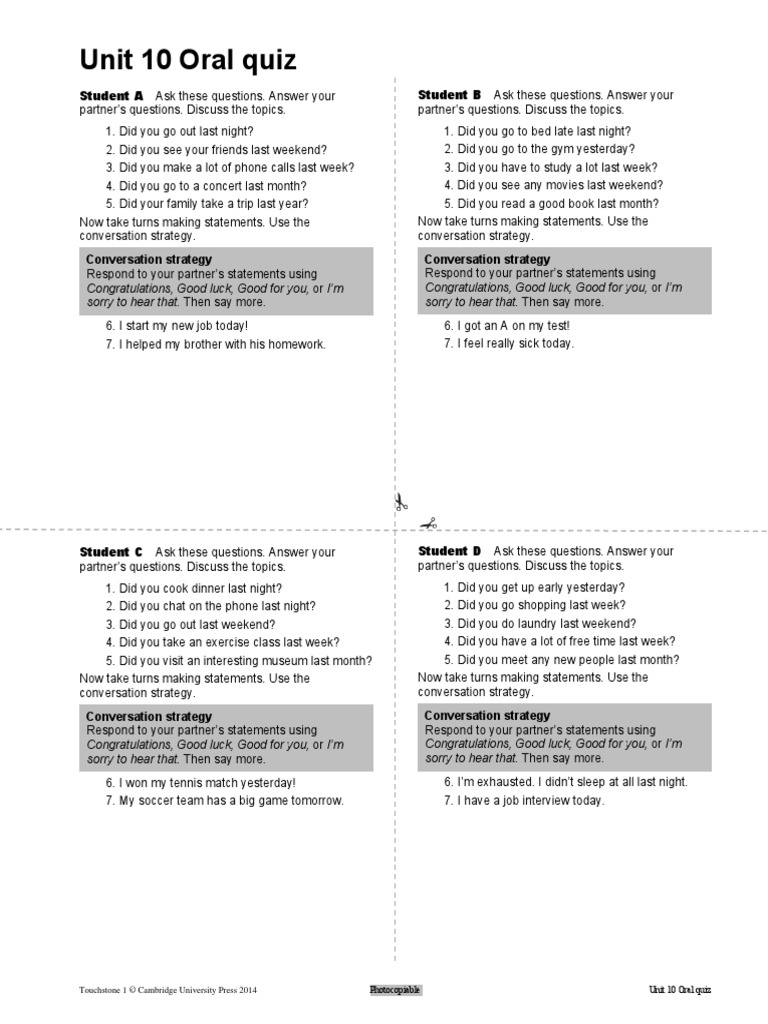 Unit 10 Oral Quiz: Conversation Strategy Conversation Strategy | PDF