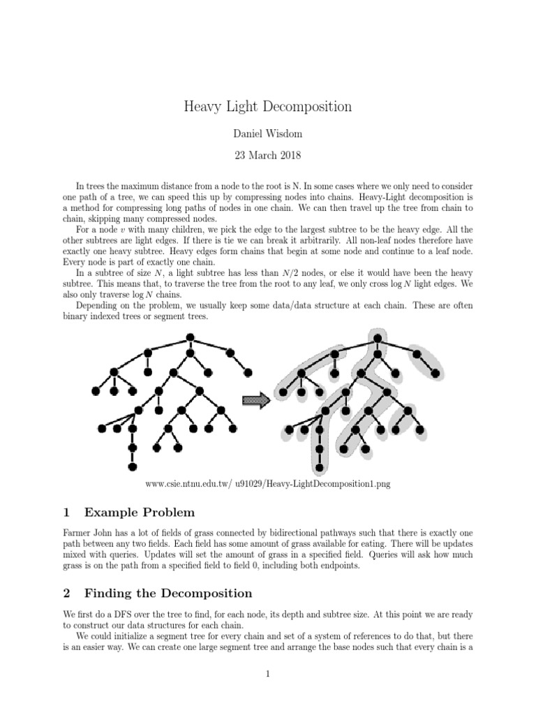 Heavy Light Decomposition: 1 Example Problem | PDF | Computer Programming | Graph Theory