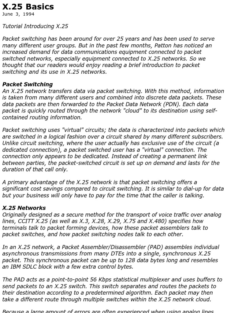 x25 Basics | PDF | Packet Switching | Computer Network