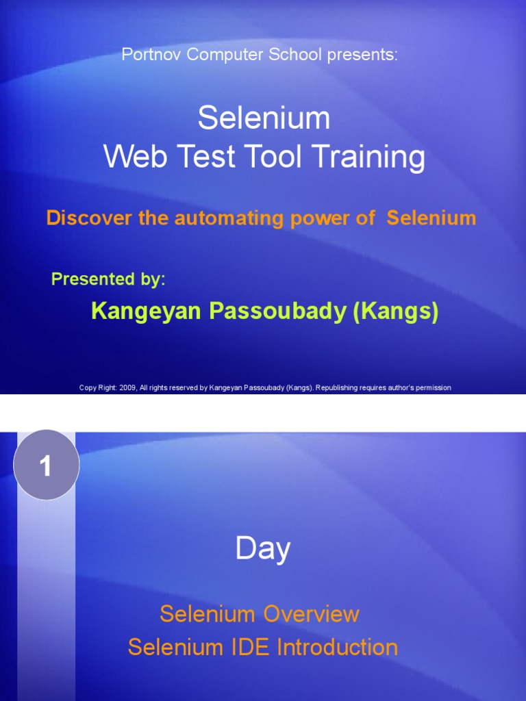 Selenium Tutorial Day 1-0 - Selenium and IDE Overview | Download Free PDF | Selenium (Software ...