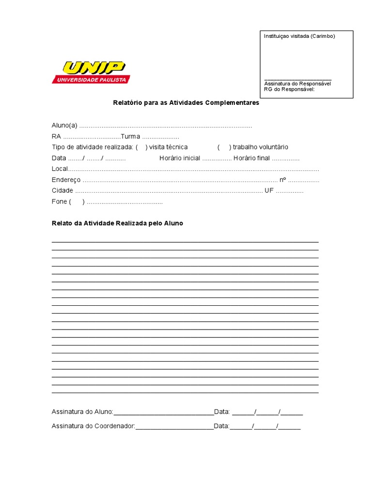 Relatório atividade complementar | PDF