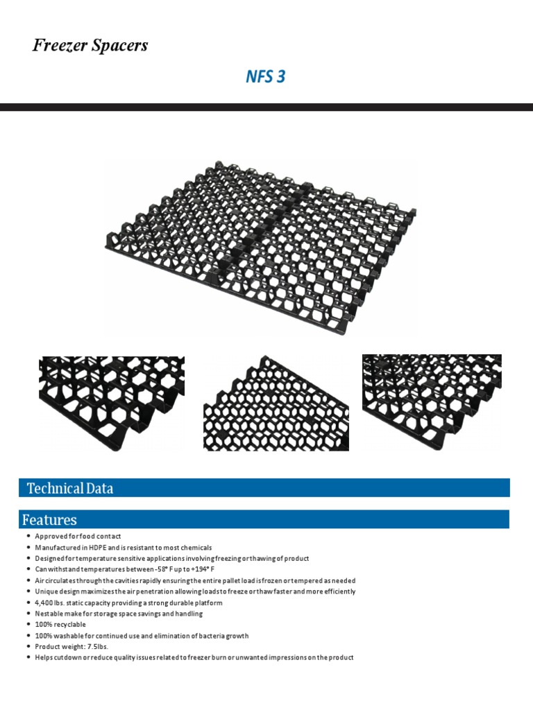 Freezer Spacers: Technical Data Features | PDF