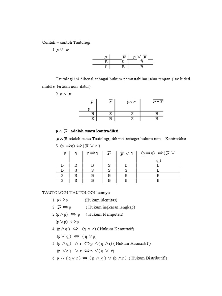 Contoh Tautologi | PDF