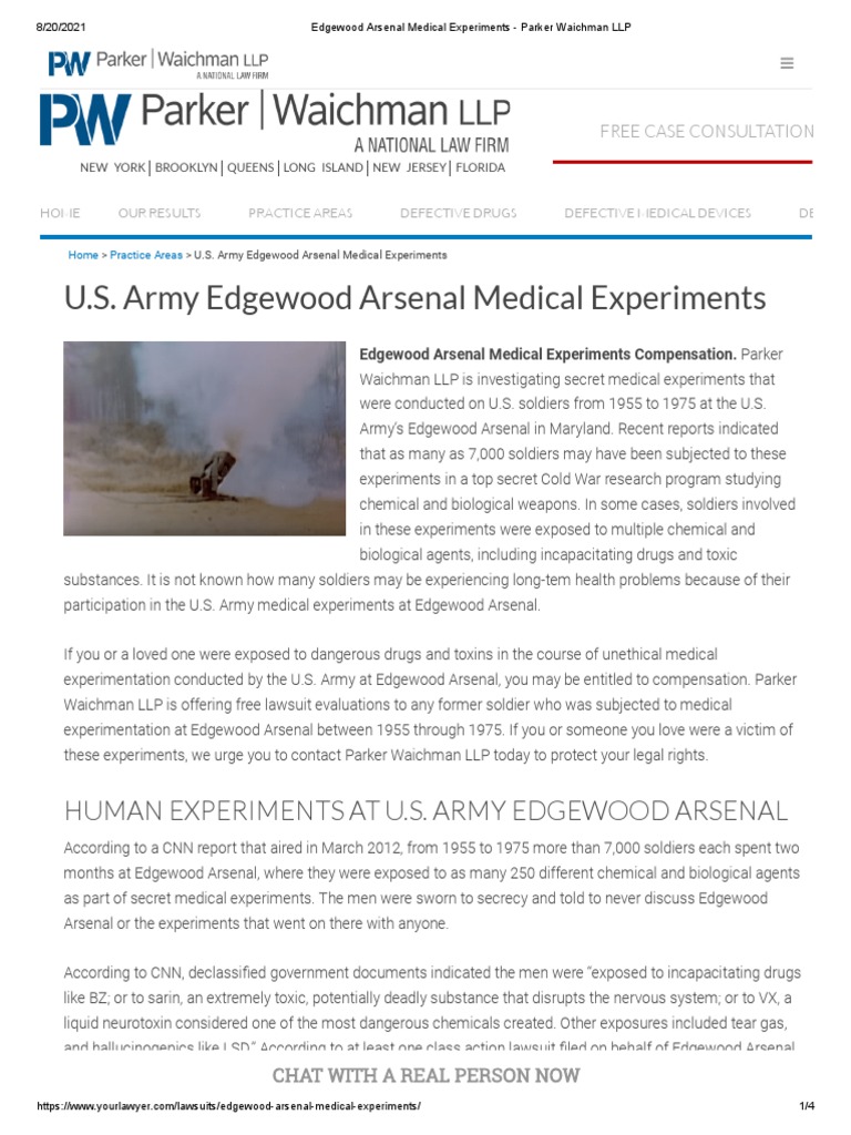 Edgewood Arsenal Medical Experiments - Parker Waichman LLP | PDF ...