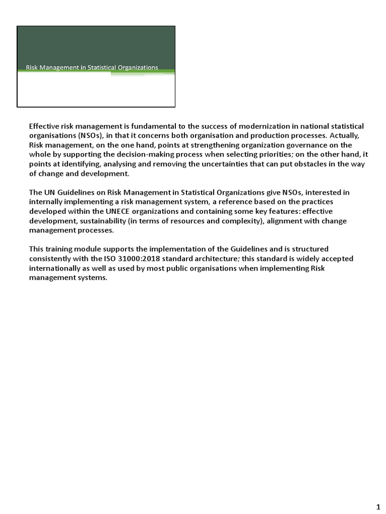 UNECE DOR RM Module 1 Concept of Risk | PDF | Risk | Risk Management