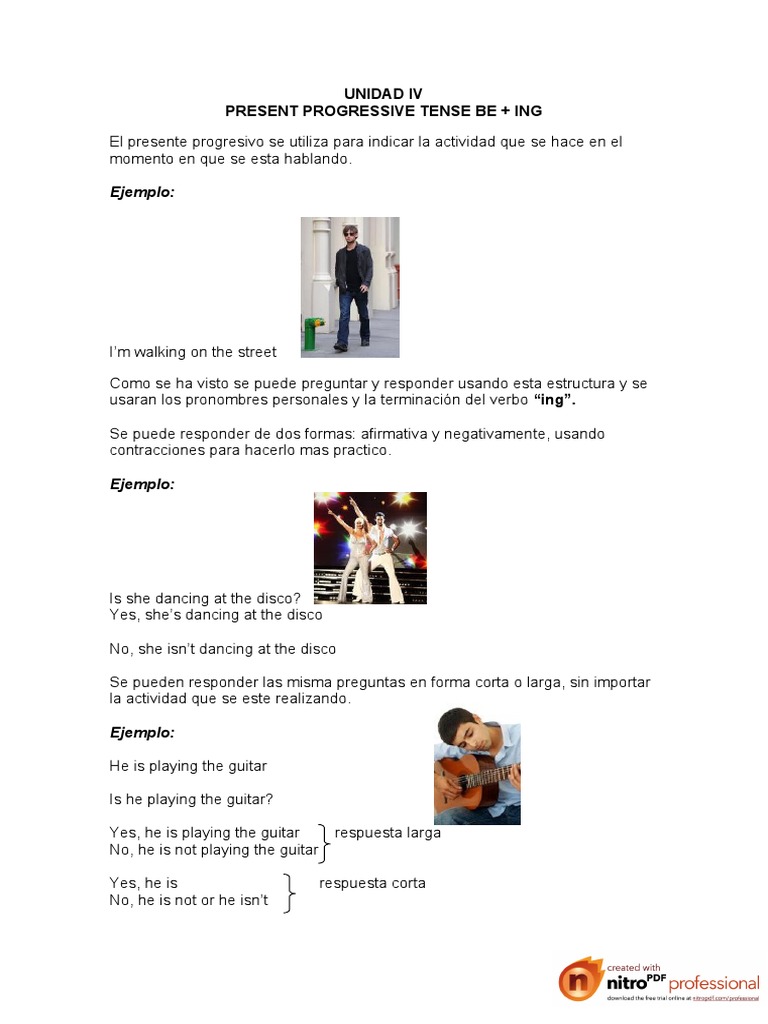 Uso del Presente Progresivo en Inglés | PDF