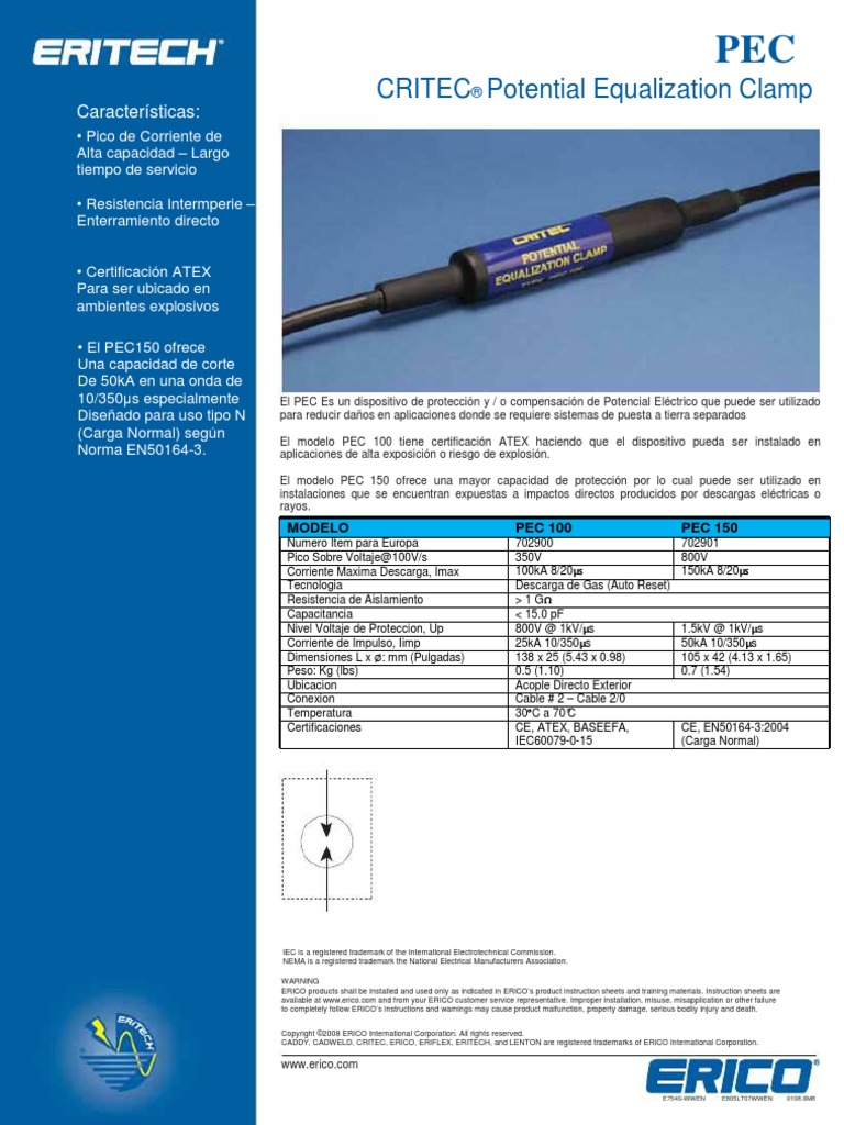 Critec Potential Equalization Clamp: Características | PDF | Ingenieria ...