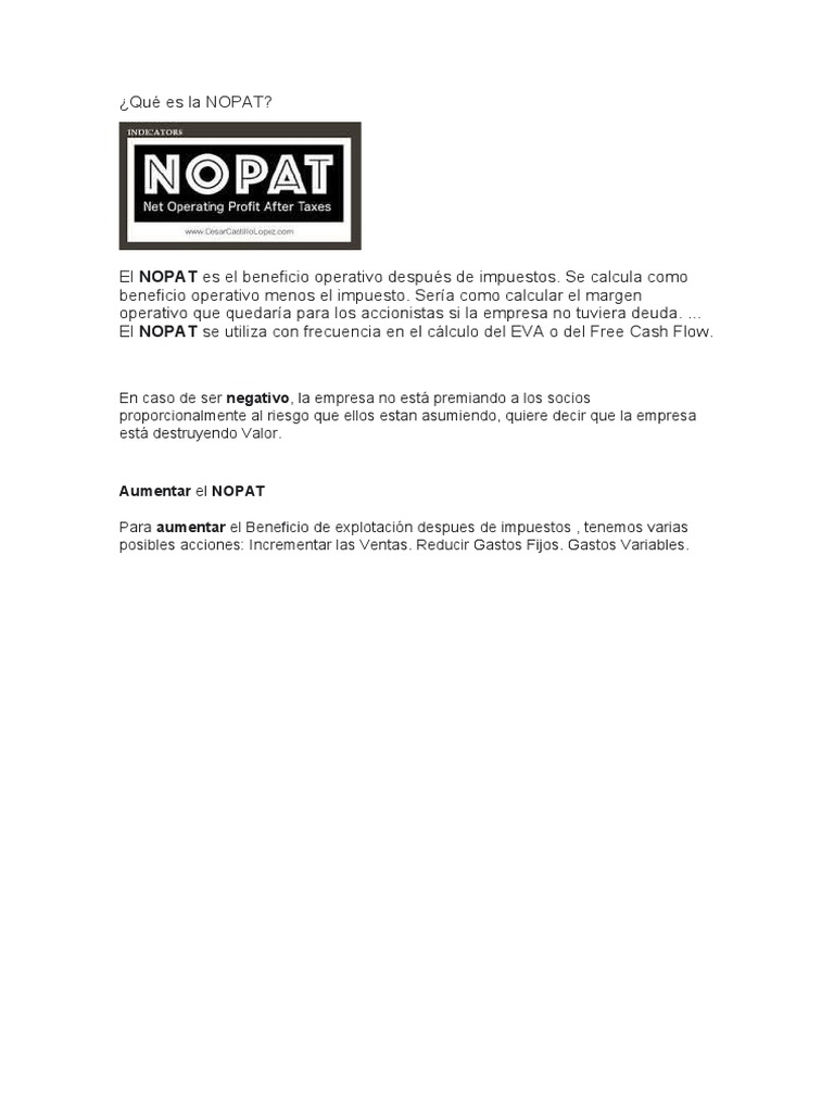 Qué Es La NOPAT | PDF