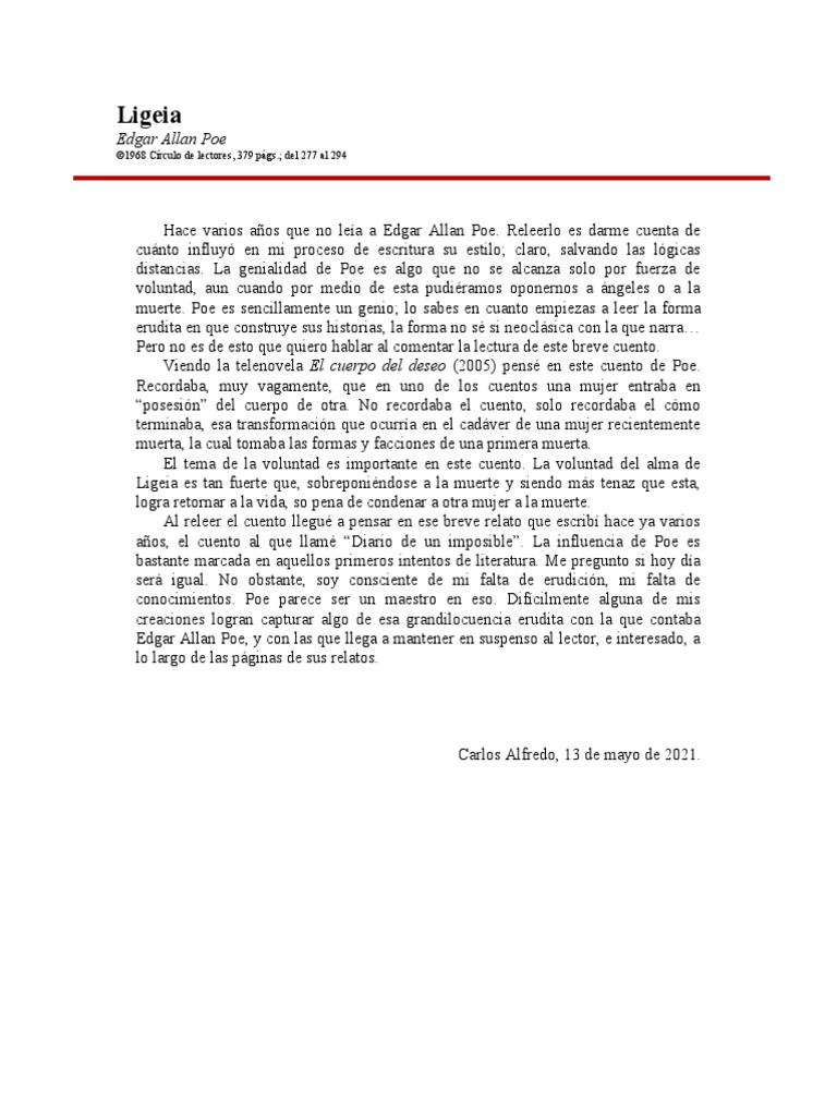 Ligeia, Edgar Allan Poe | PDF