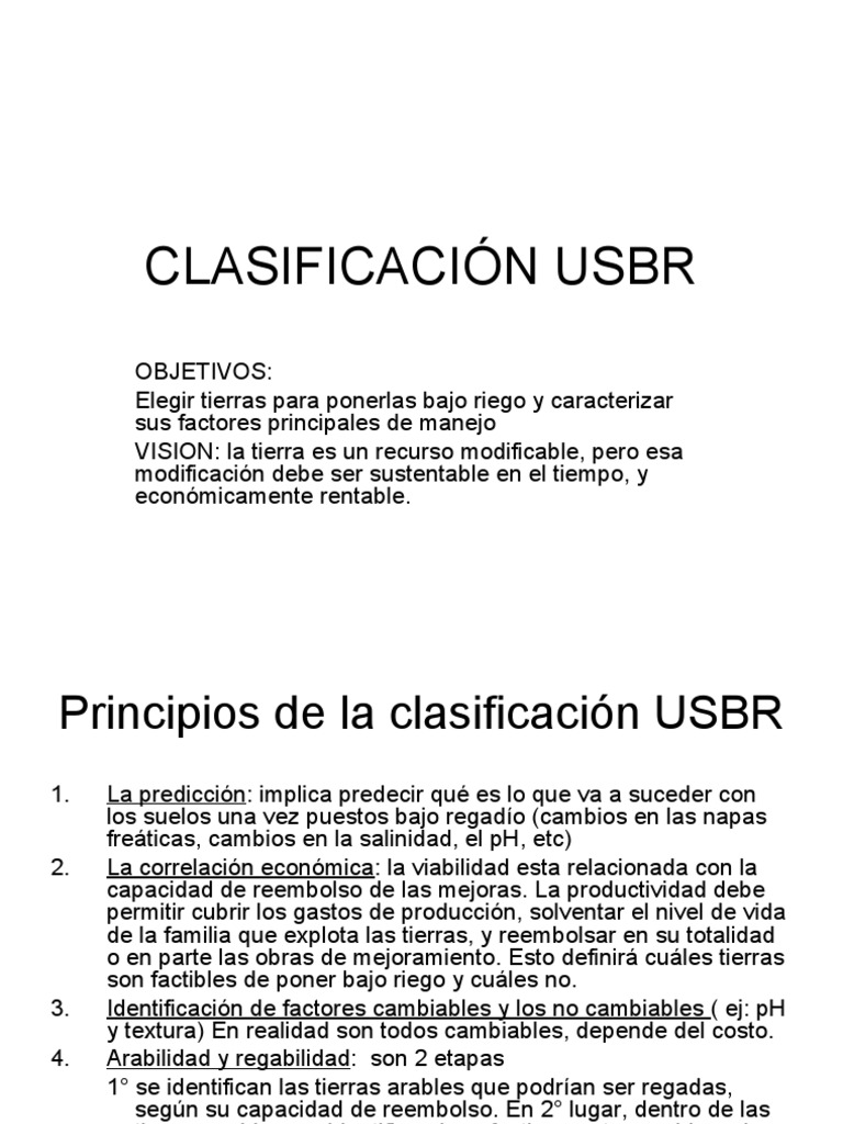 Clasificación Usbr | PDF | Riego | Economias